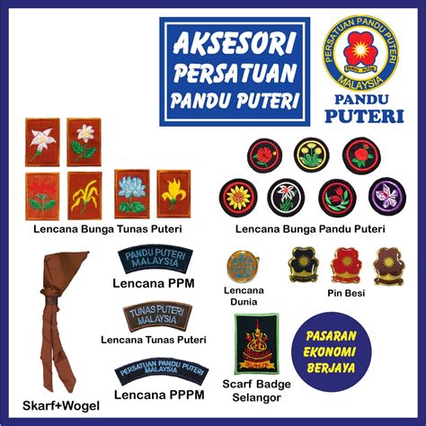 Aksesori Pandu Puteri ชุดแพคเกจ Lecana Sulam Persatuan Scarf Badge Pin