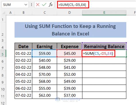 How To Keep A Running Balance In Excel 8 Methods