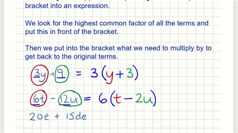 Factorising Expressions YouTube