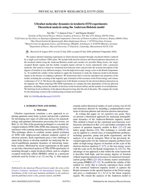 Pdf Ultrafast Molecular Dynamics In Terahertz Stm Experiments Theoretical Analysis Using The