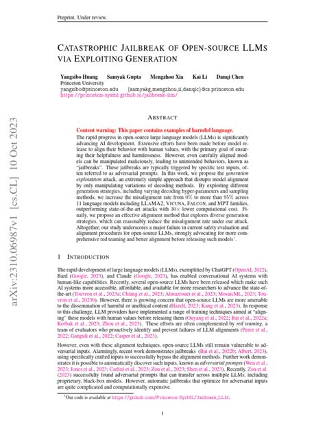 Catastropic Jailbreak Of Open Source Llm Pdf Speech Recognition