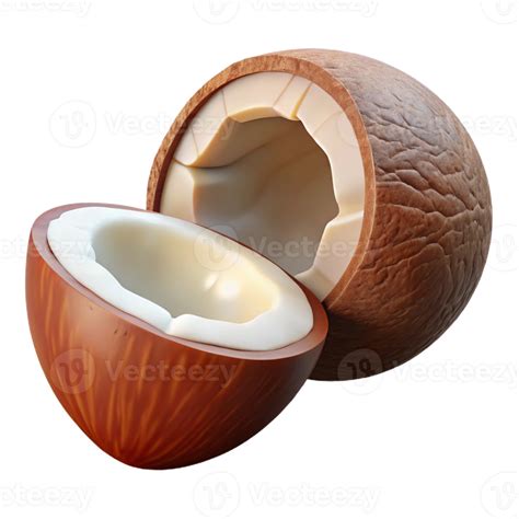 3d Render Of Cracked Nut Brown Shell White Kernel 53811760 Png