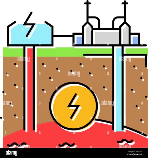 Heat Recovery System Geothermal Color Icon Vector Illustration Stock