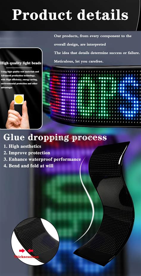 Flexible Led Matrix Pixel Panel Scrolling Advertising For Car Led Sign Text Pattern Animation
