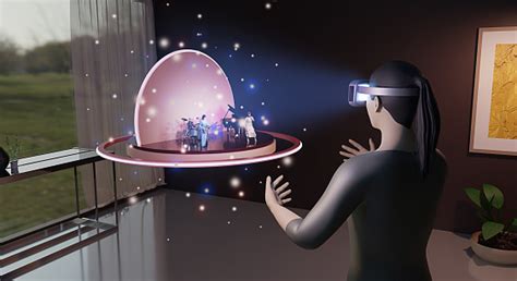 Ar 유리 메타버스 아바타 콘서트 파티 및 메타버스 3d 일러스트레이션의 세계에서 Vr 안경을 통한 온라인 음악 공연 메타버스에