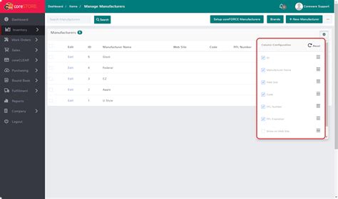 Corestore Inventory Navigating The Manufactures Dashboard Coreware