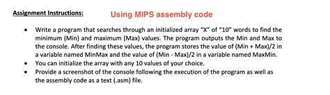 Solved Assignment Instructions Using MIPS Assembly Code Chegg Com