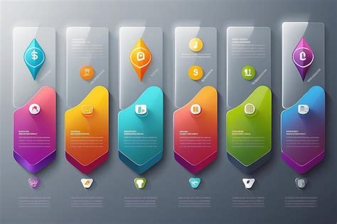 Premium Photo Glassmorphic Business Flowchart Glass UI Infographic