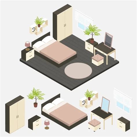 3d Isometric Bedroom Interior Stock Vector Image By ©mogil 131297846