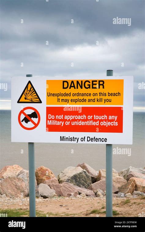 Ministry Of Defence Warning Signs For A Unsafe Beach At Mappleton On