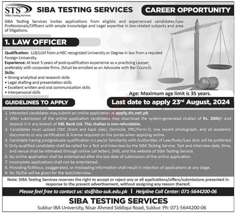 Career Opportunity At Siba Testing Service Sts 2025 Job Advertisement