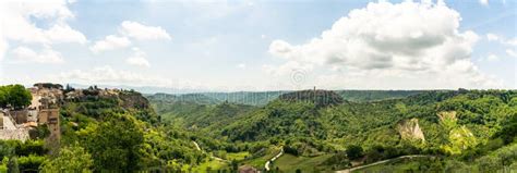 Landschap Panorama Van Een Middeleeuws Dorp Met De Beroemde Landmerken