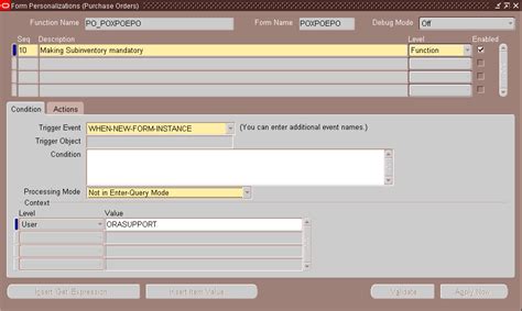 an oracle apps blog making subinventory field mandatory in po