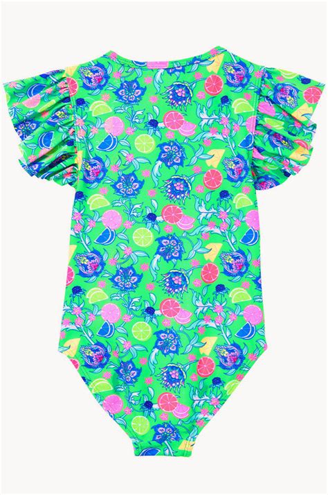 Milky Girls Peacock Short Sleeve Sunsuit Peacock Swimwear Galore Au