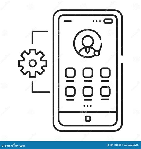 Mobile Application Management Black Line Icon Describes Software And Services Responsible For