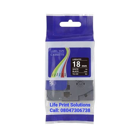 Brother Tze 345 Label Tape Cassette White On Black 18mm Wide Compatible