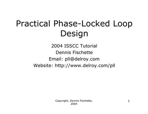 Practical Phase Locked Loop Design