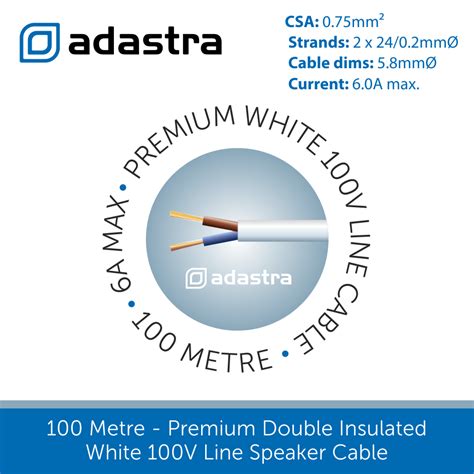 Double Insulated 100v Speaker Cable White 6a 100m And 50m Audio Volt