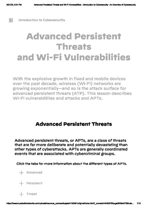 4 Advanced Persistant Threats And Wi Fi Vulnerabilities Cybersecurity