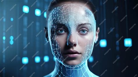 premium photo the concept of a facial recognition system with a face