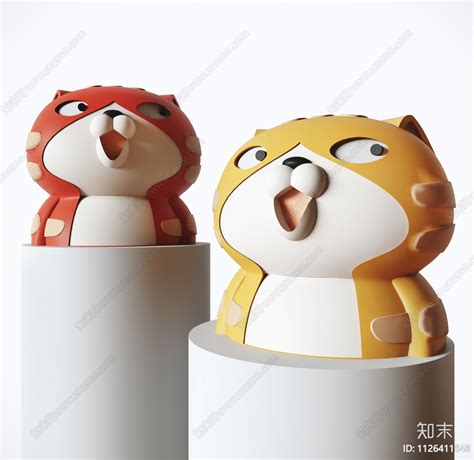 现代潮玩猫雕塑摆件su模型下载【id1126411848】知末su模型网