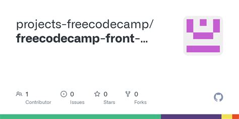 GitHub Projects Freecodecamp Freecodecamp Front End Libraries