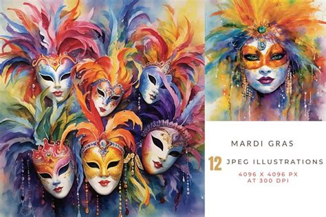 Mardi Gras 12 Jpeg Illustrations