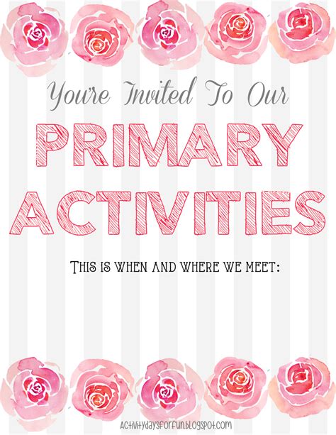Primary Activity Ideas Primary Activity Invitations That You Edit