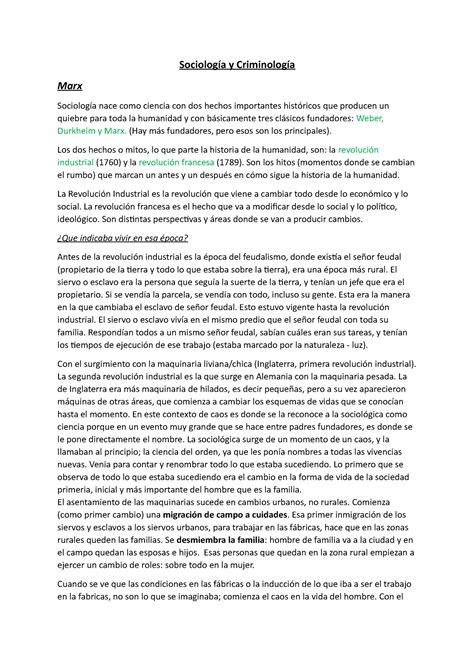 Primer Parcial Criminologia Sociología Y Criminología Marx Sociología