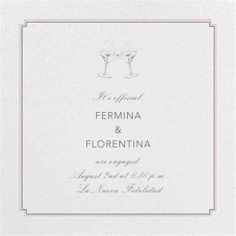 Indented Corners Frame Engagement Party Invitation Send Online