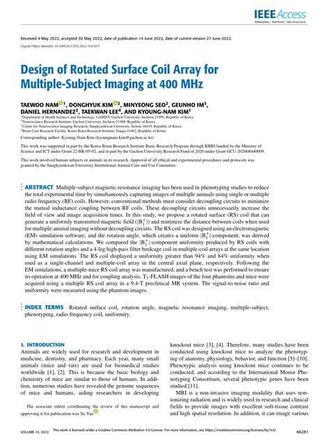 Pdf Design Of Rotated Surface Coil Array For Multiple Subject Imaging