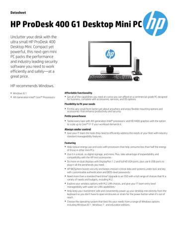 Hp Prodesk G Datasheet Manualzz