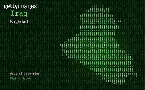 Iraq Map Shown In Binary Code Pattern Matrix Numbers Zero One