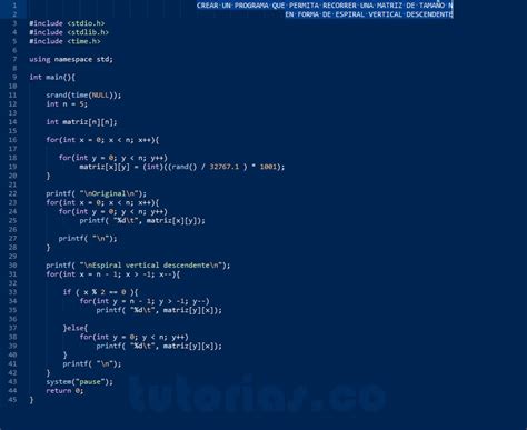 Arrays Turbo C Espiral Vertical Descendente Tutorias Co