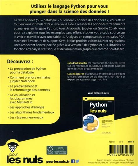 Data Science Avec Python Pour Les Nuls John Paul Mueller Luca Massaron Livre