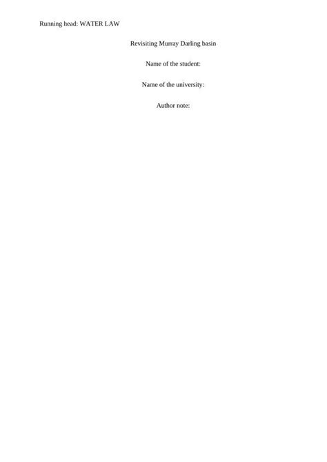 Impact Of Water Act 2007 On Murray Darling Basin