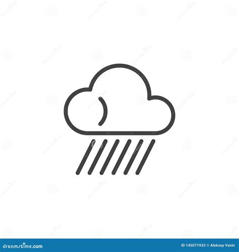 Rainy Cloud Line Icon Stock Vector Illustration Of Monsoon