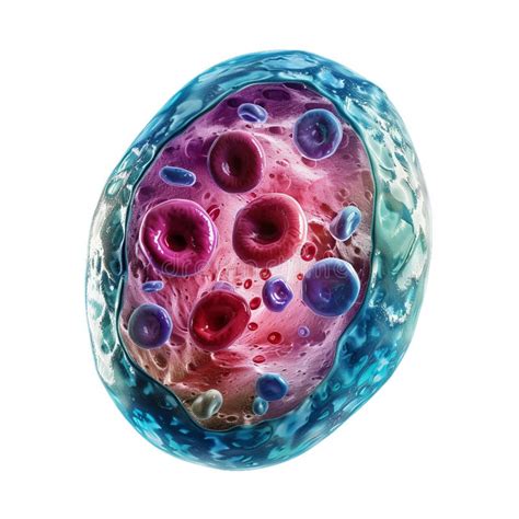 Human Cell Showing Organelles Inside With Nucleus And Cytoplasm Stock