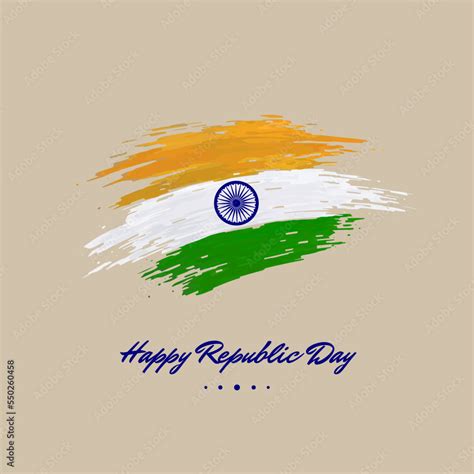 26 January India Republic Day Vector Template Indian Flag Painted