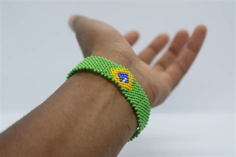Brazil Flag Bracelet Brazil Wrist Bracelet Brazil Flag Etsy