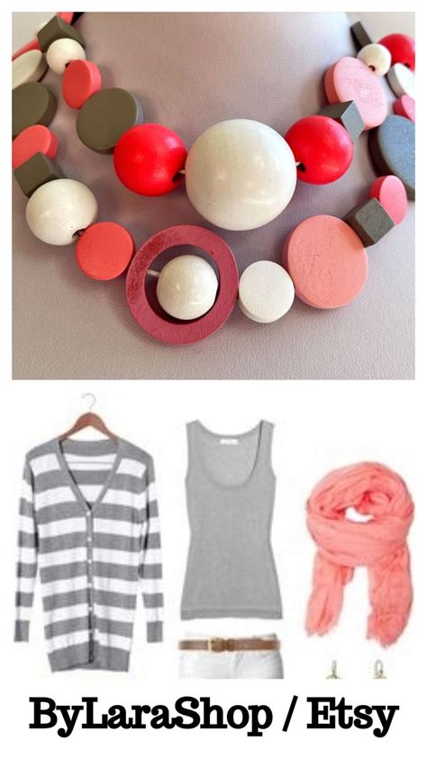 Statement Multistrand Wooden Coin Necklace Chunky Big Wooden Beads