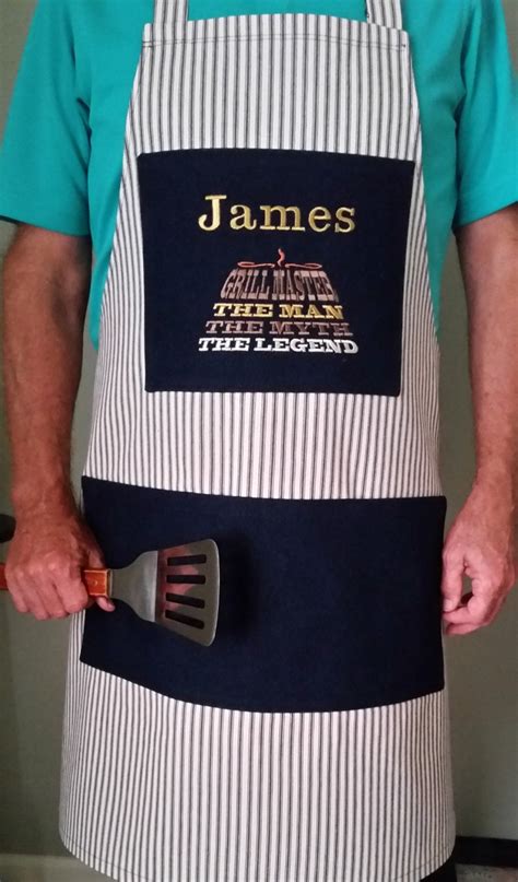Personalized Embroidered Grilling Apron Bbq Apron Mens T Etsy