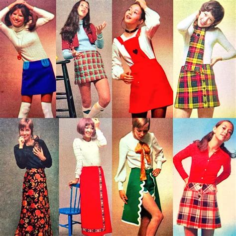 昭和元禄 アングラポップさんのツイート 1971年 秋のスカートいろいろ Retro Fashion Colorful