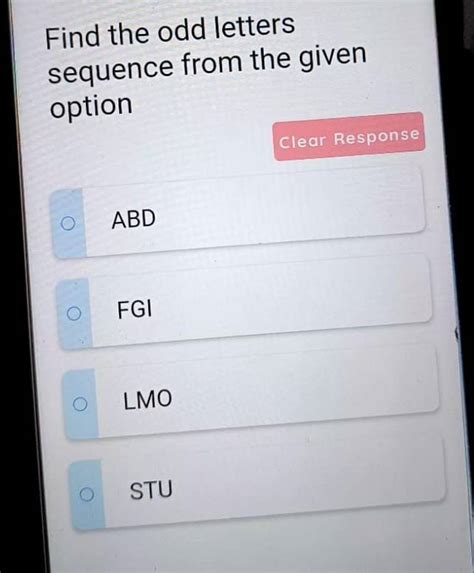 Find The Odd Letters Sequence From The Given Option Filo