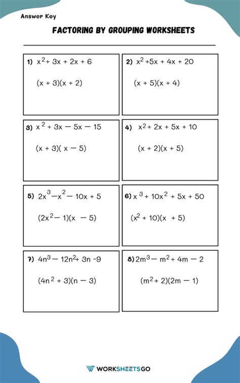 Factoring By Grouping Worksheets Worksheetsgo