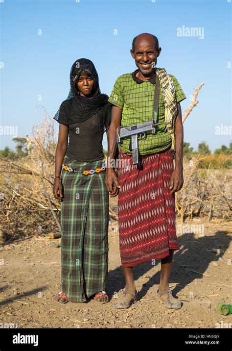 Afar Tribe Husband With His Young Second Wife Afar Region Chifra