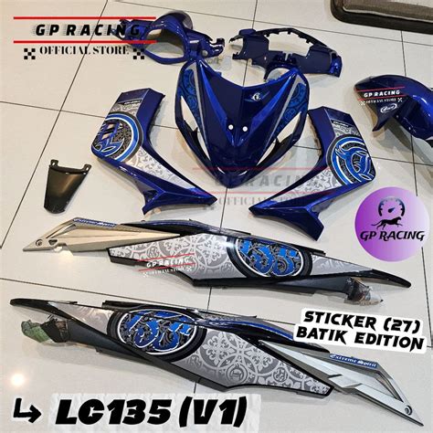 Lc135 Cover Set Biru Batik Edition Blue Lc V1 Lc 135 Gp Racing