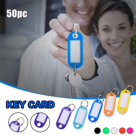 Zbfjinx 50 Pieces Plastic Key Tags Assorted Key Rings Id Tags Name Card