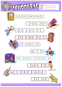 ideias de School objects em aulas de inglês ingles para criancas atividades em