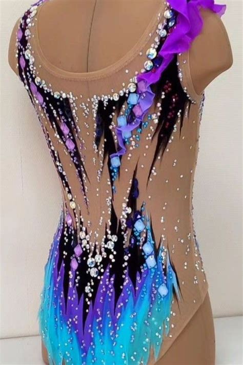 Collant de Ginastica Rítmica Roxo e Preto Gymnastics leotards